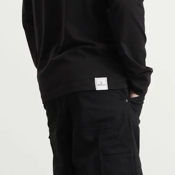Moncler Long Sleeve Cotton T-shirt - Black