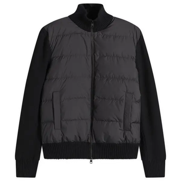Moncler Hybrid Padded Front Wool Zip Jacket - Black