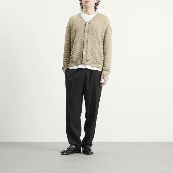 MAISON MARGIELA Cotton Ribbed Open Weave Cardigan - Dune
