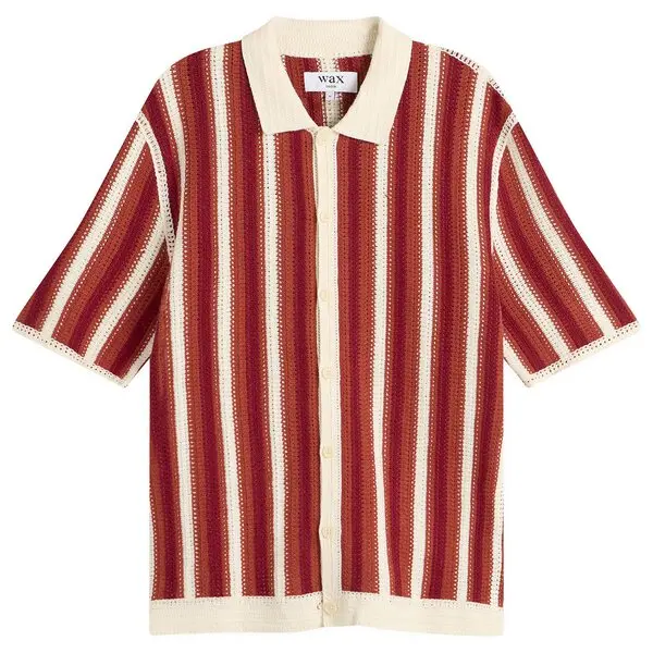 WAX LONDON Porto Knit Stripe Shirt - Ecru/orange