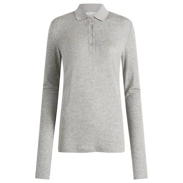 ENTIRE STUDIOS Long Sleeve Polo - Silver Grain