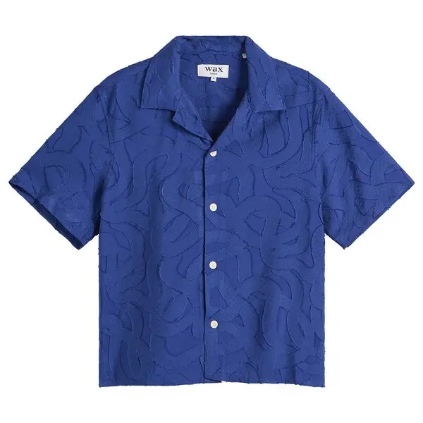 WAX LONDON Curzon Jacquard Vacation Shirt - Blue