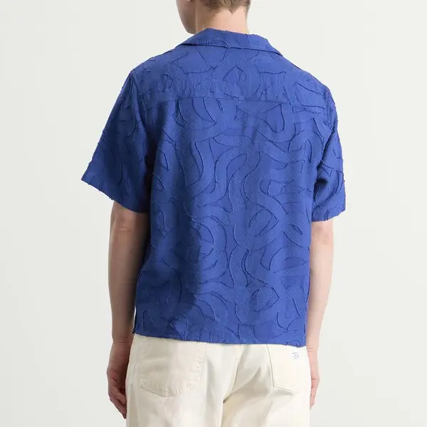 WAX LONDON Curzon Jacquard Vacation Shirt - Blue