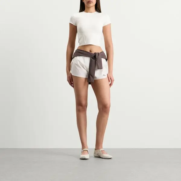 Nike X Skims Matte Corset Short Sleeve Crop Top - Ivory