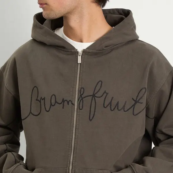 BRAM'S FRUIT Garden Hose Chain Stitch Zip Hoodie