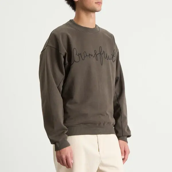 BRAM'S FRUIT Chain Stitch Crewneck Sweatshirt - Solid Charcoal