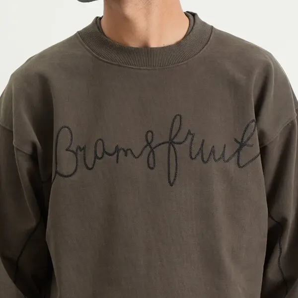 BRAM'S FRUIT Chain Stitch Crewneck Sweatshirt - Solid Charcoal