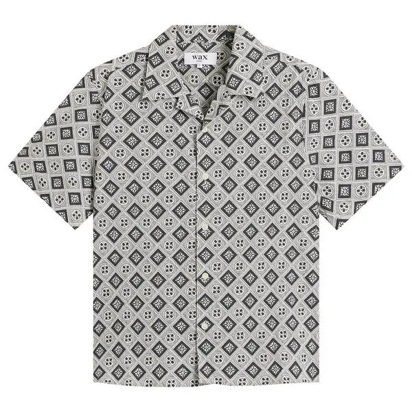 WAX LONDON Didcot Tile Print Vacation Shirt - Ecru/black