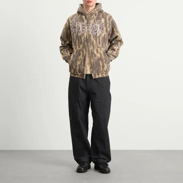 BUTTER GOODS Camouflage Embroidered Zip Hoodie