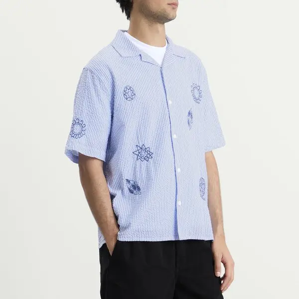 WAX LONDON Didcot Seersucker Doodle Vacation Shirt