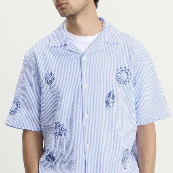 WAX LONDON Didcot Seersucker Doodle Vacation Shirt