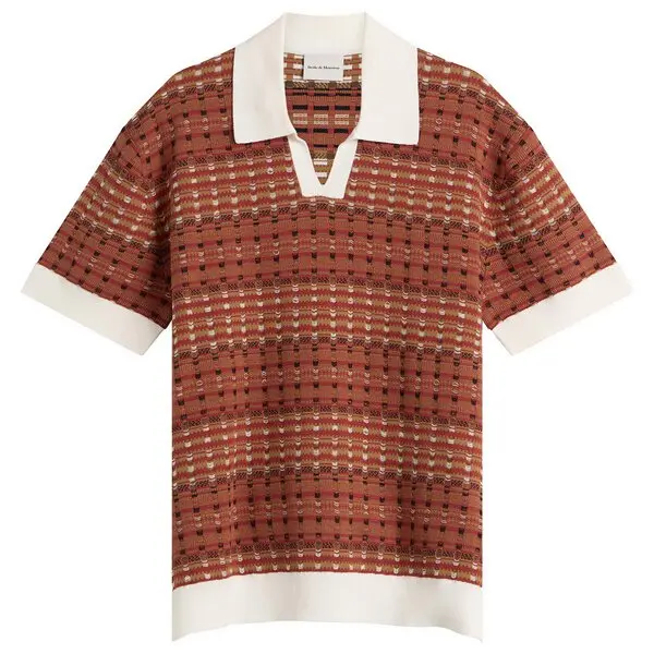 Drole De Monsieur Knitted Mesh Polo Shirt - Dark Red