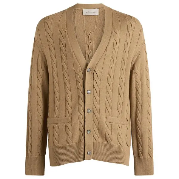 AMI Paris Cable Stitch Cardigan - Camel