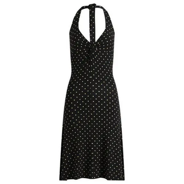 FRUITY BOOTY Twist Halter Dress - Black/tan