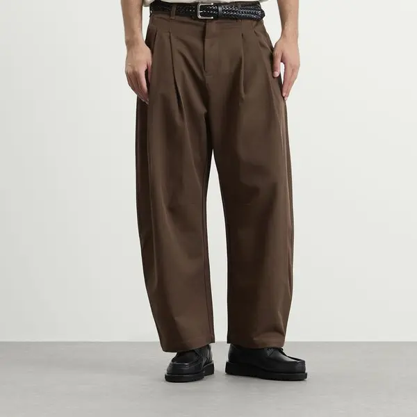 PORTER JAMES Dart-knee Pleated Wide Leg Trousers