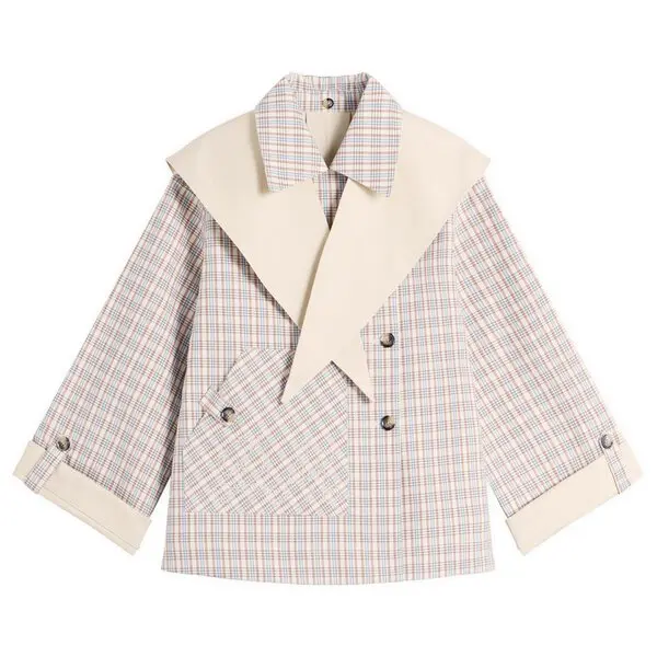 DAMSON MADDER Jerry Reversible Crop Trench Coat - Stone