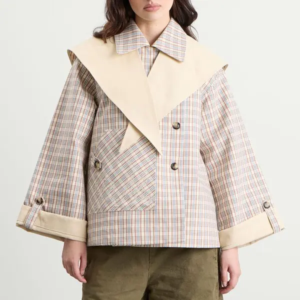 DAMSON MADDER Jerry Reversible Crop Trench Coat - Stone