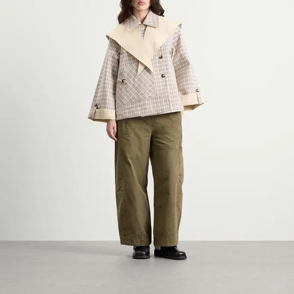 DAMSON MADDER Jerry Reversible Crop Trench Coat - Stone