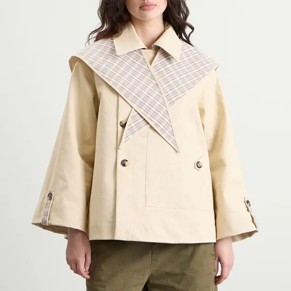 DAMSON MADDER Jerry Reversible Crop Trench Coat - Stone