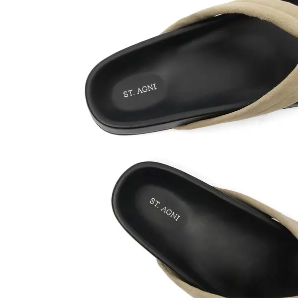 ST. AGNI Suede Stitch Detail Thong Slide