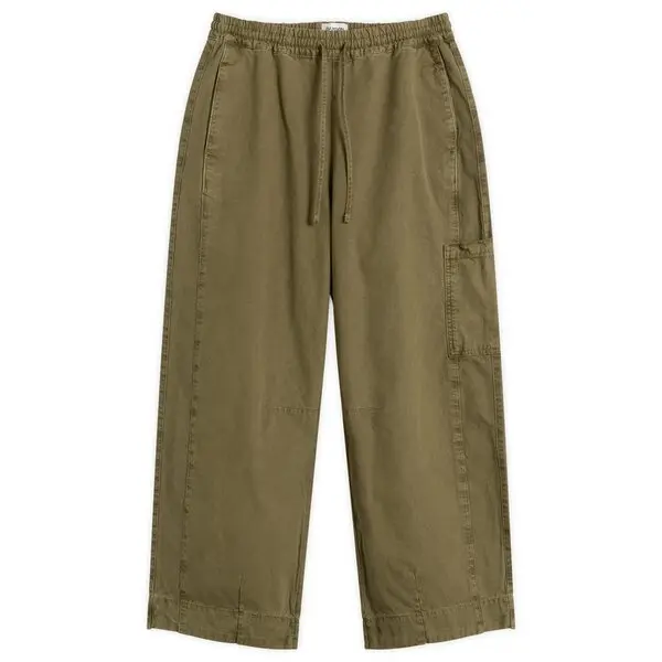 DAMSON MADDER Felix Twill Barrel-leg Trousers - Green