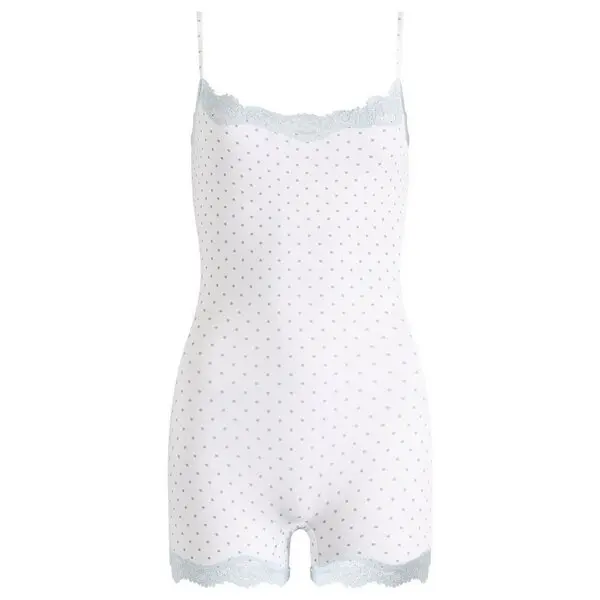 SKIMS Fits Everybody Lace Onesie - Slate Dot Print