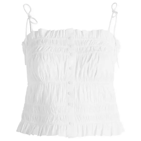 SKIMS Garment Washed Poplin Ruffle Cami - Snow