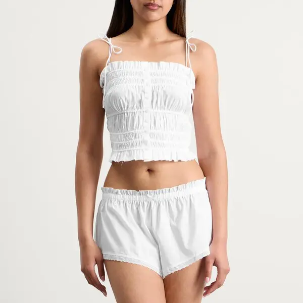 SKIMS Garment Washed Poplin Ruffle Cami - Snow