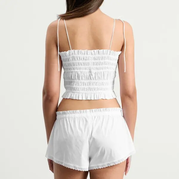 SKIMS Garment Washed Poplin Ruffle Cami - Snow