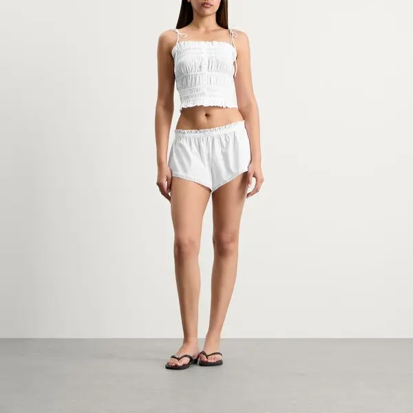 SKIMS Garment Washed Poplin Ruffle Cami - Snow
