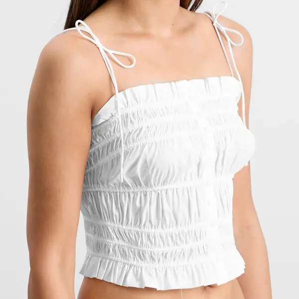 SKIMS Garment Washed Poplin Ruffle Cami - Snow