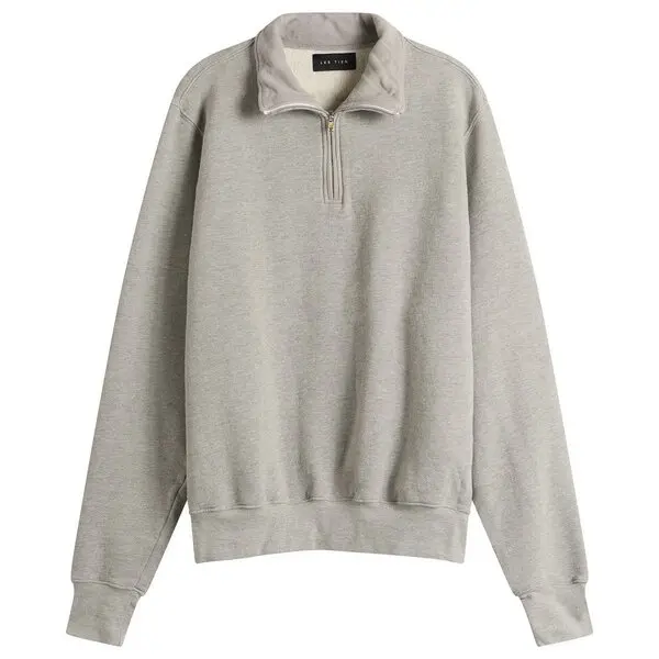 LES TIEN Heavyweight Half Zip Yacht Pullover - Heather Grey