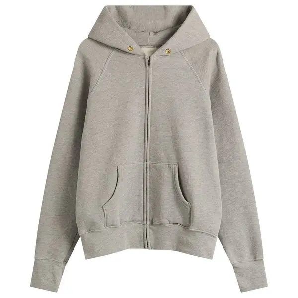 LES TIEN Heavyweight Raglan Zip Hoodie - Heather Grey