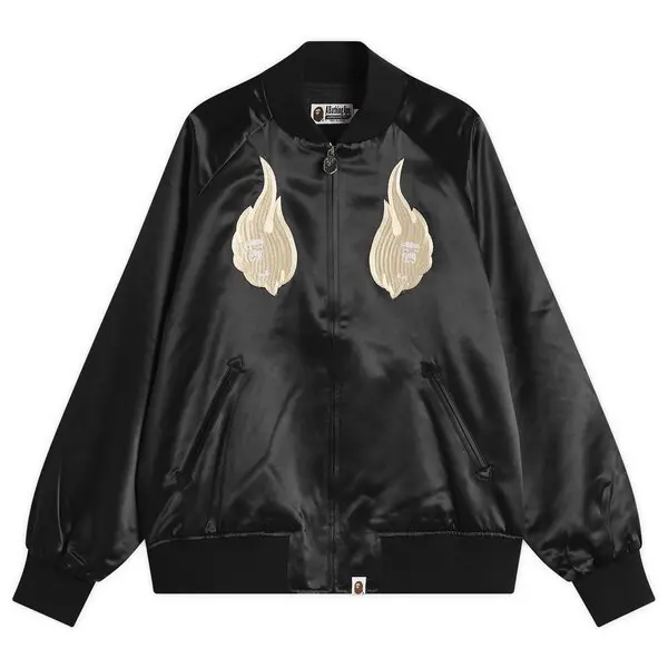 A BATHING APE Skeleton Logo Souvenir Jacket - Black