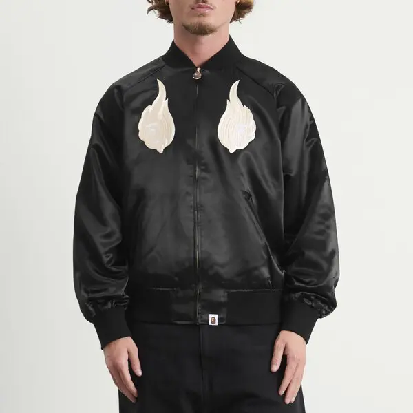 A BATHING APE Skeleton Logo Souvenir Jacket