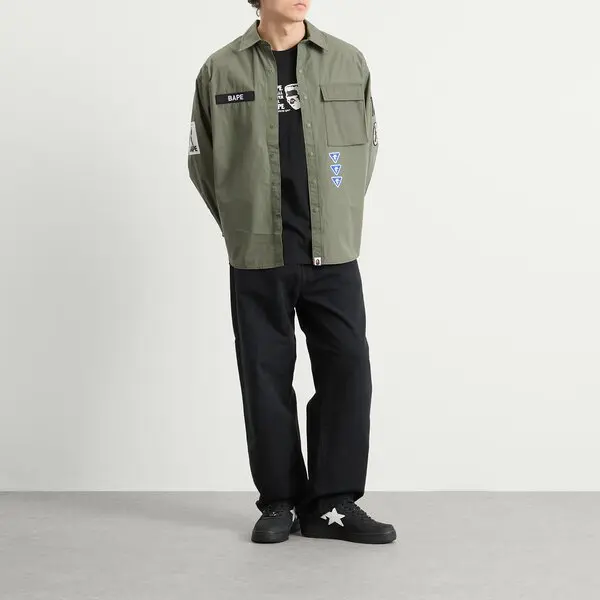 A BATHING APE Logo Military Shirt