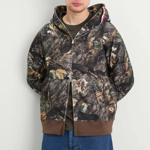 A BATHING APE Tree Edge Camo Shark Zip Hoodie