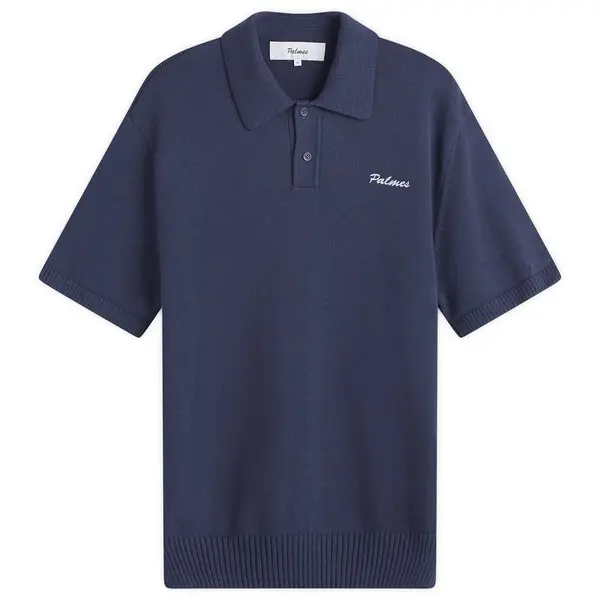 PALMES Cotton Knit Polo - Navy