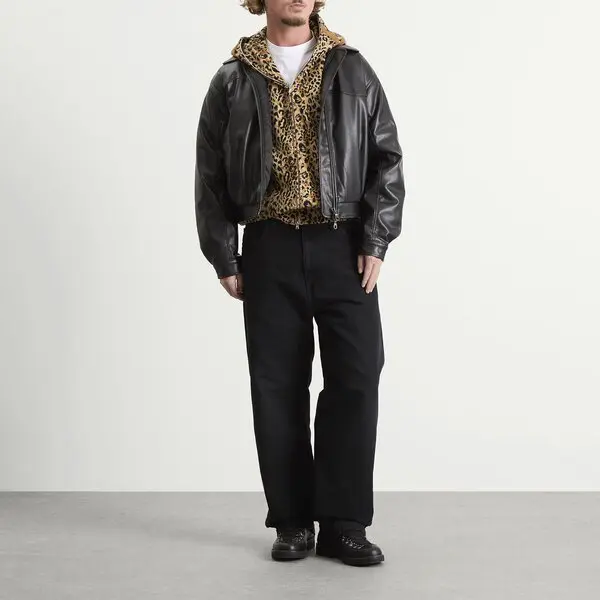 A BATHING APE Wild Leopard Print Shark Zip Hoodie