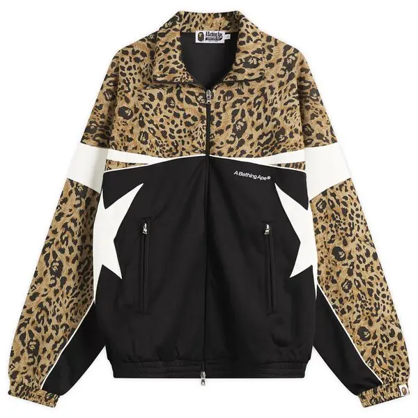 A BATHING APE Wild Leopard Print Track Jacket - Black