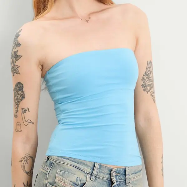 SKIMS Cotton Jersey Tube Top - Water