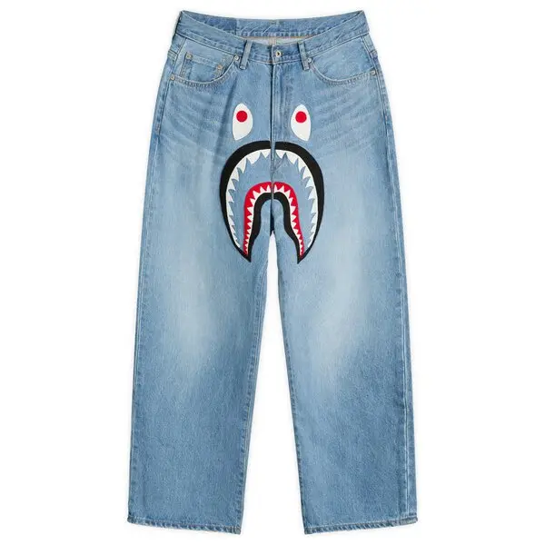 A BATHING APE Shark Loose Fit 13oz Jeans - Indigo