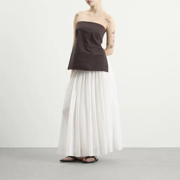 ST. AGNI Strapless Rouleau Tie Top