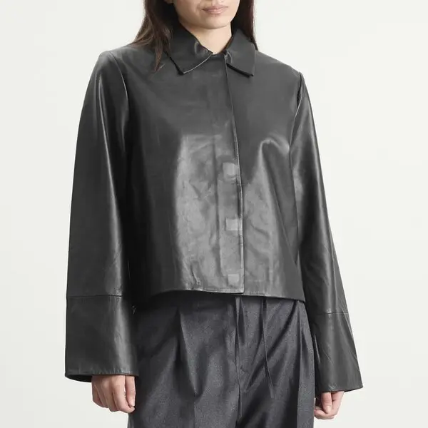 ST. AGNI Leather Minimal Jacket