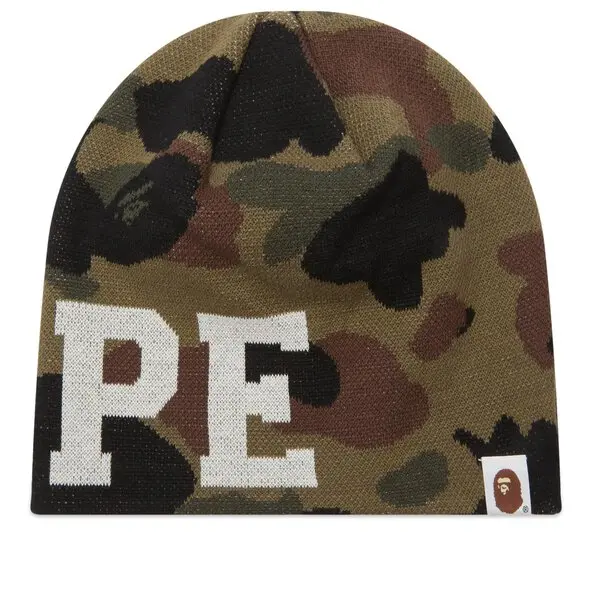 A BATHING APE 1st Camo Knit Skull Beanie - Green