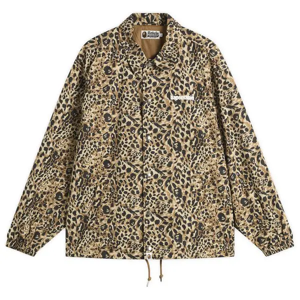 A BATHING APE Wild Leopard Coach Jacket - Beige