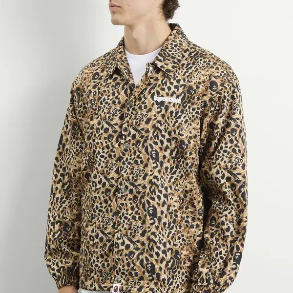A BATHING APE Wild Leopard Coach Jacket