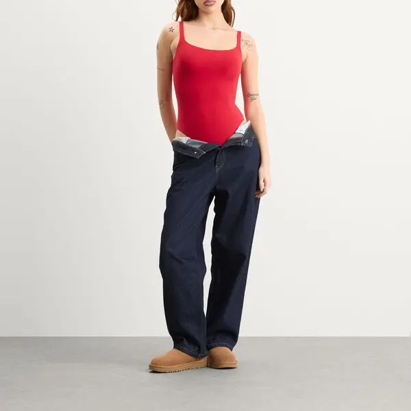 SKIMS Fits Everybody Square Neck Bodysuit - Cherry