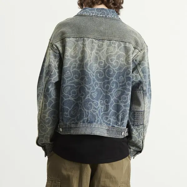 A BATHING APE Cloud Camo Upcycled Denim Trucker Jacket