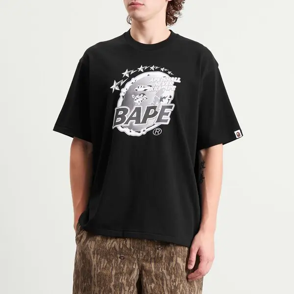 A BATHING APE Metal Ape Head T-shirt - Black